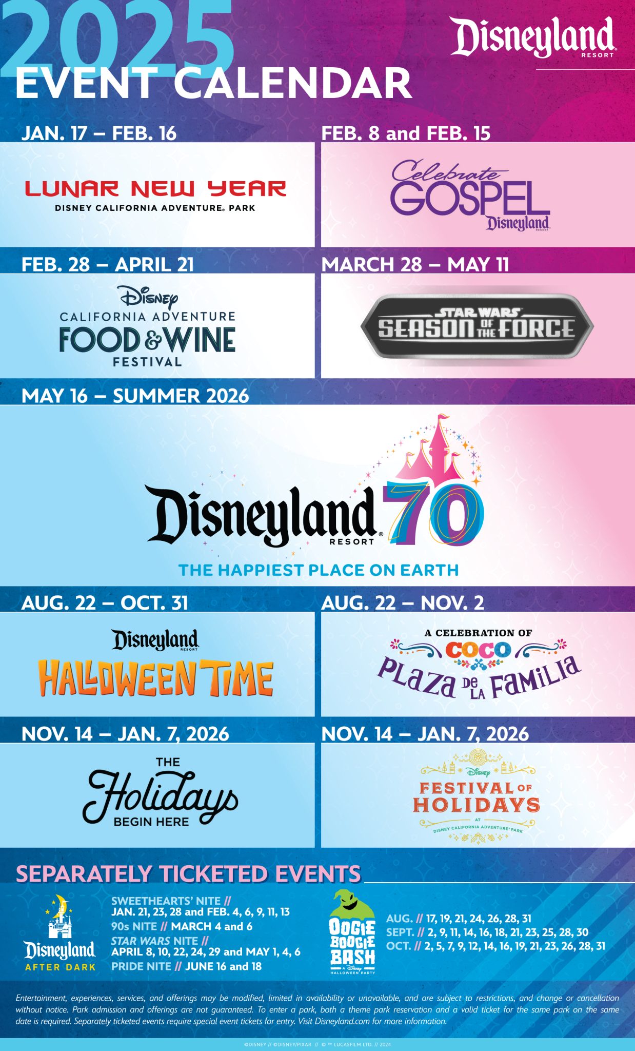Disneyland Resort 2025 Seasonal Event Calendar - Disneyland Press Room